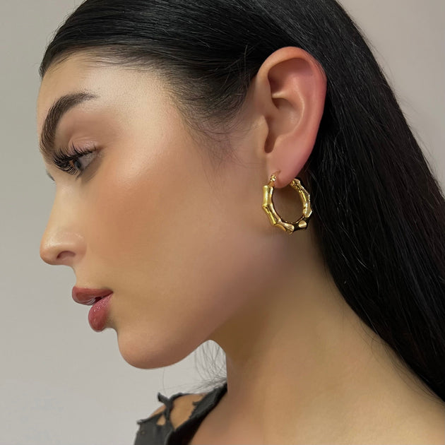 The BP Gold Bamboo Hoop – BERNA PECI JEWELRY