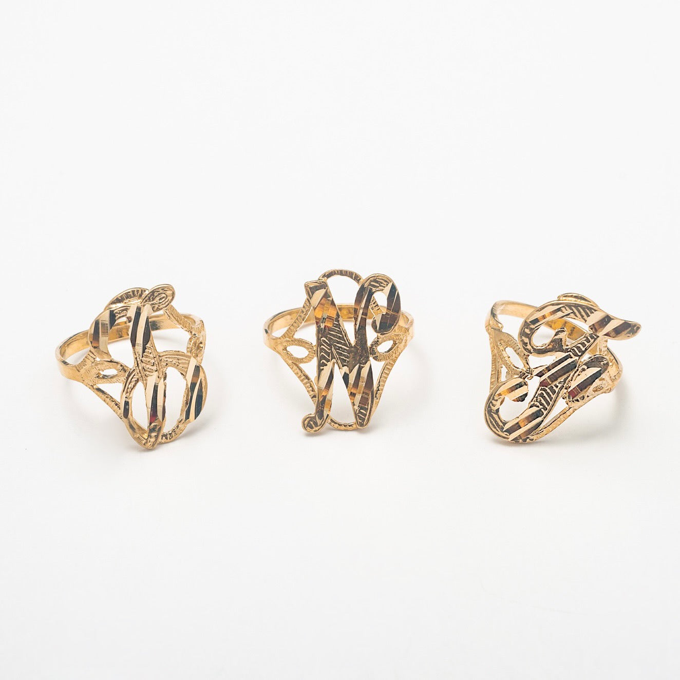 Textured 10K Solid Gold Initial Ring – BERNA PECI JEWELRY